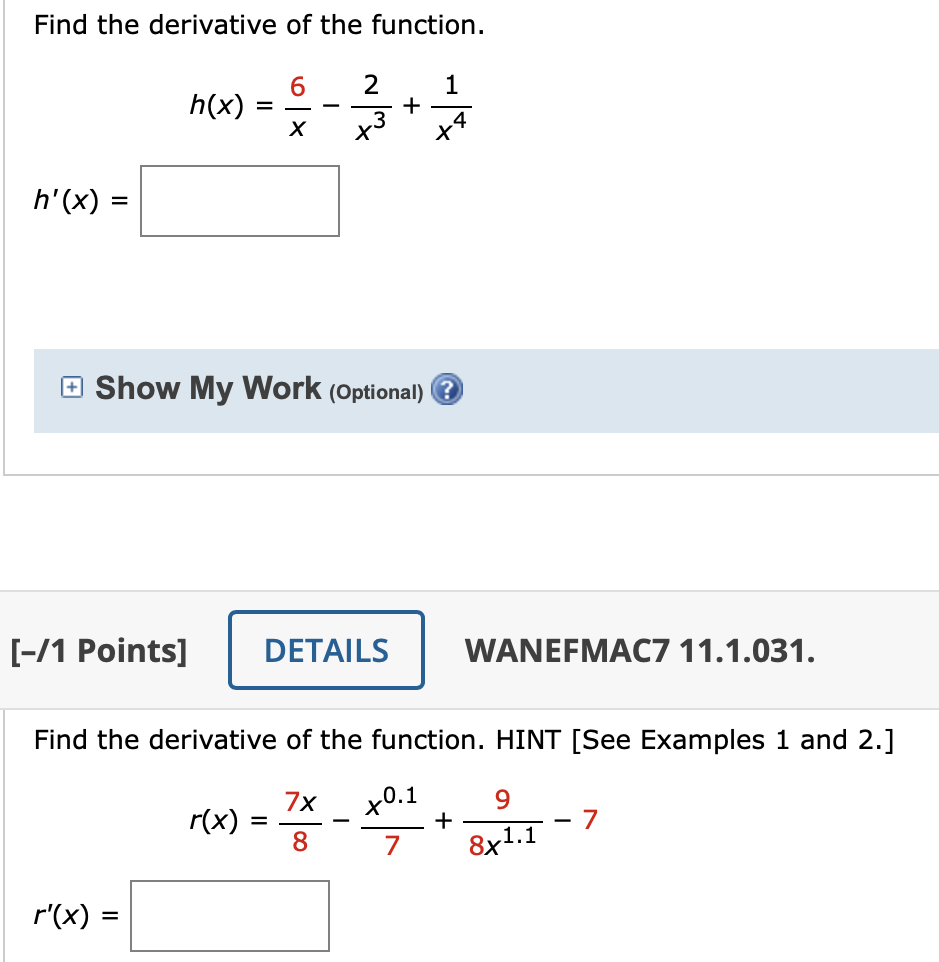 Solved Find the derivative of the function. HINT [See | Chegg.com