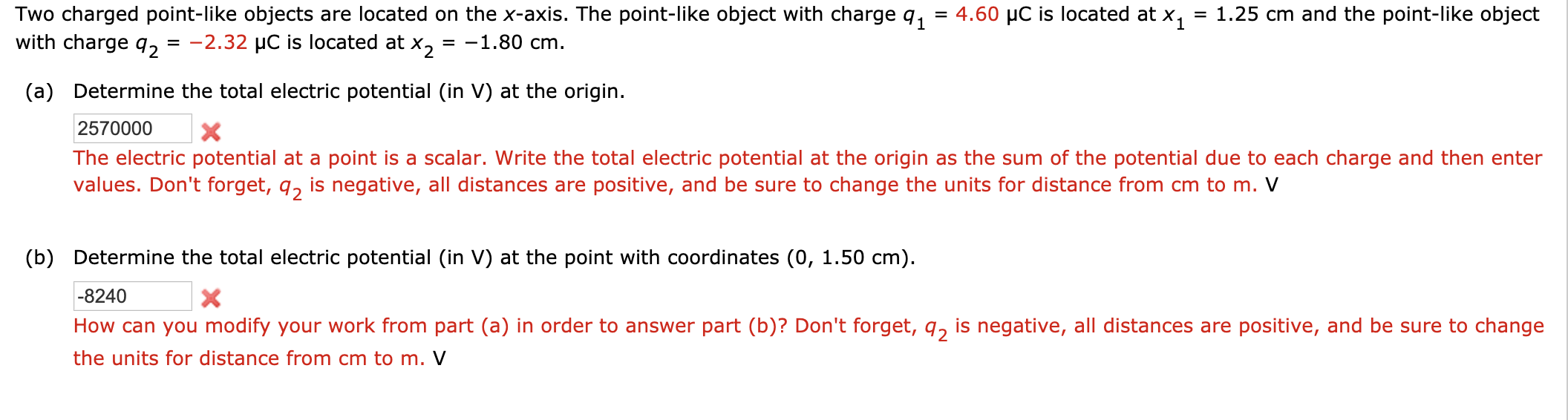 Solved Two charged point-like objects are located on the | Chegg.com