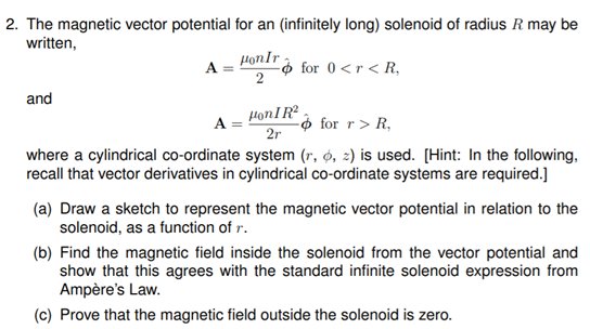 Solved A= and 2. The magnetic vector potential for an | Chegg.com