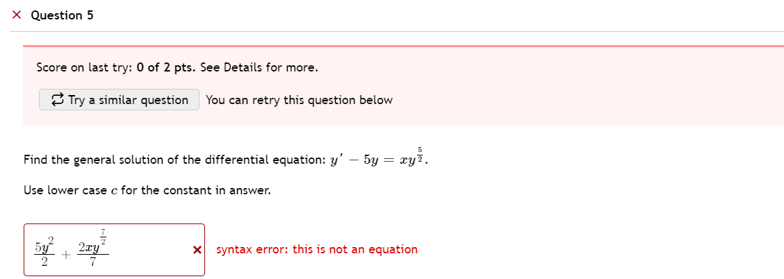 Solved X Question 5 Score on last try: 0 of 2 pts. See | Chegg.com Solved X Question 5 Score on last try: 0 of 2 pts. See | Chegg.com
