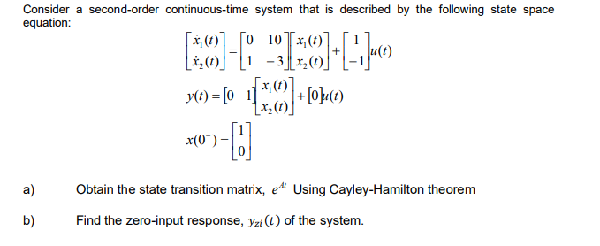Solved Consider A Second Order Continuous Time System That