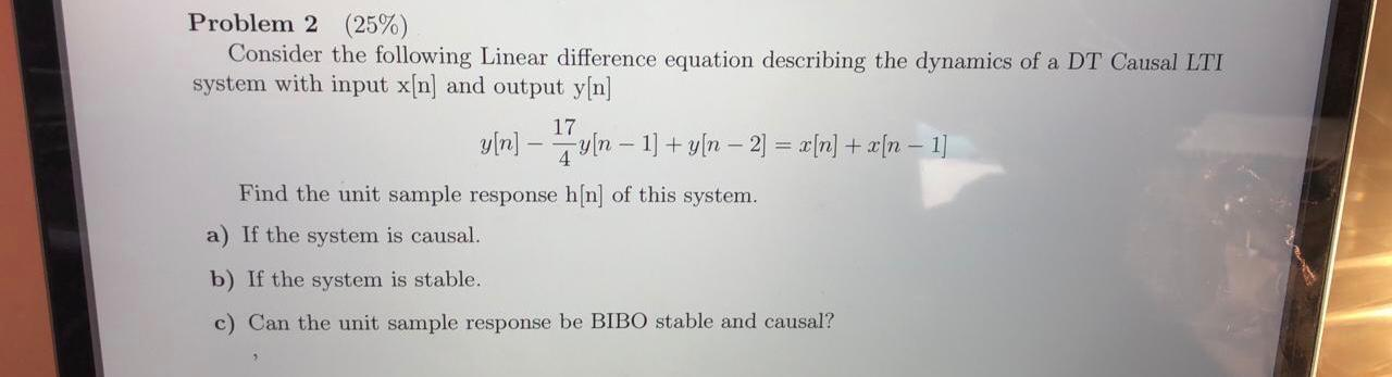 Solved Problem 2 (25%) Consider the following Linear | Chegg.com
