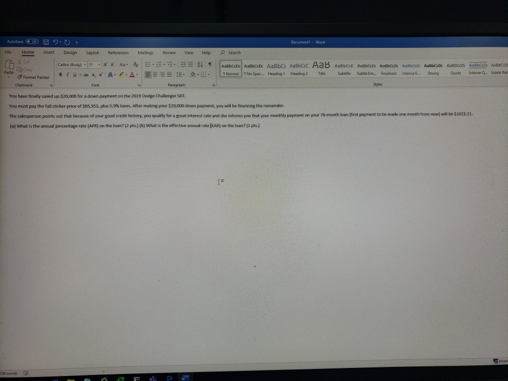 Document1 - Word AutoSave 0 File Home B 90- insert | Chegg.com