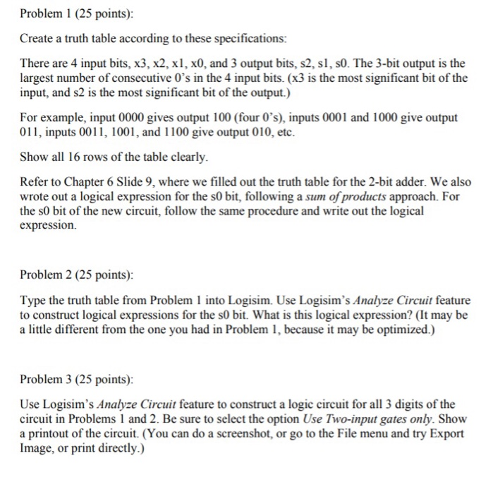 Solved Problem 1 (25 points): Create a truth table according | Chegg.com