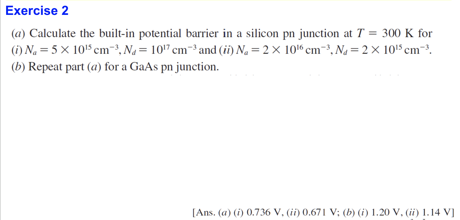 Solved (a) Calculate the built-in potential barrier in a | Chegg.com