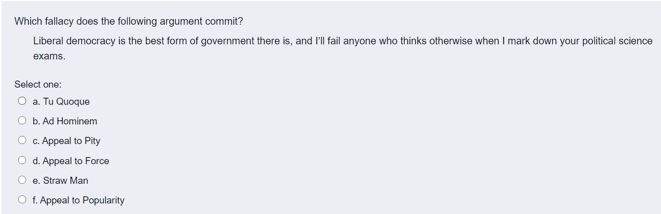 Solved Which fallacy does the following argument commit? | Chegg.com