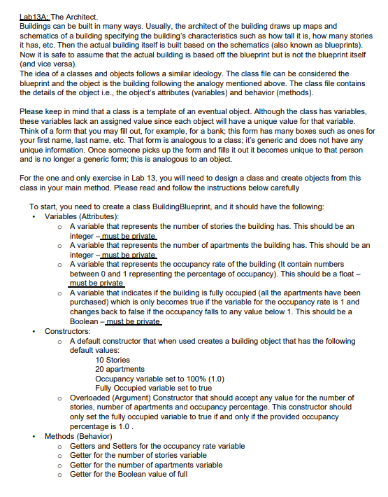 Solved Lab 13A: The Architect Buildings can be built in many | Chegg.com