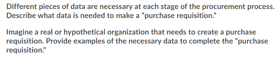 Solved Different pieces of data are necessary at each stage | Chegg.com