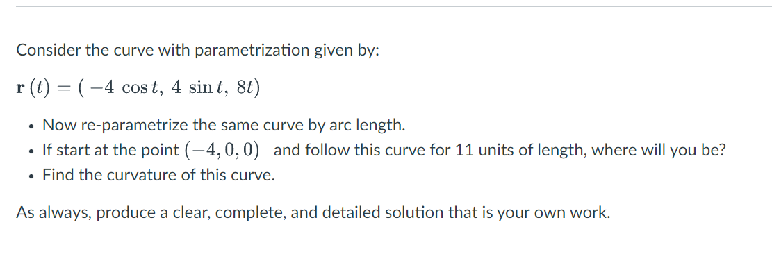 Solved Consider the curve with parametrization given by: | Chegg.com