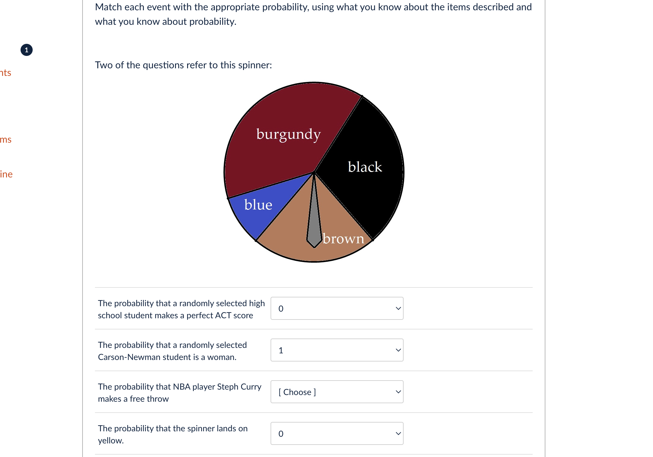 Match each event with the appropriate probability, | Chegg.com