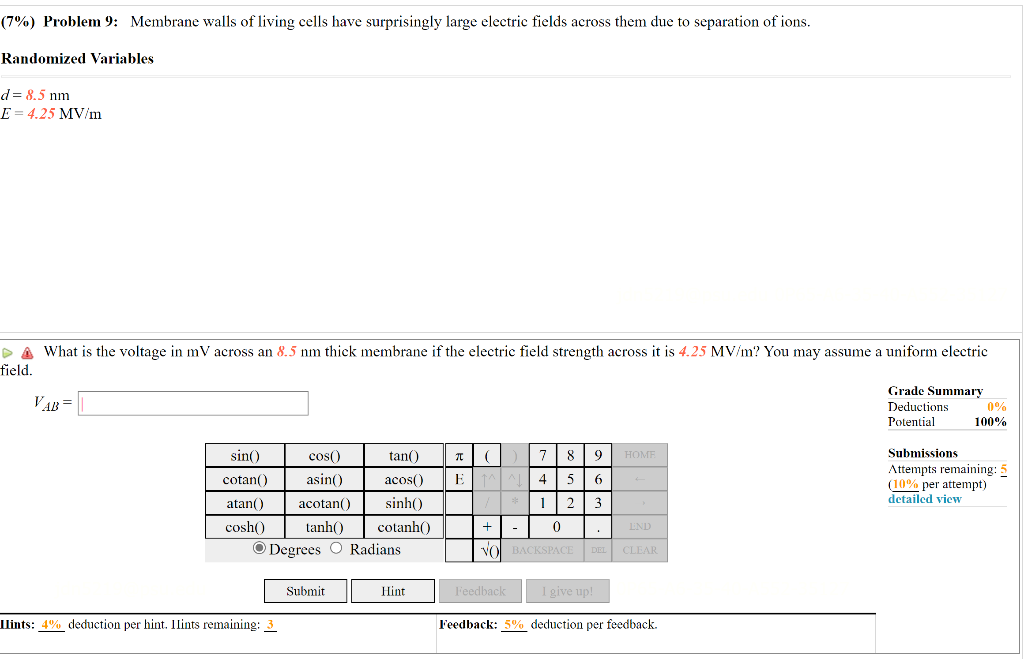 Solved (7\%) Problem 9: Membrane walls of living cells have | Chegg.com