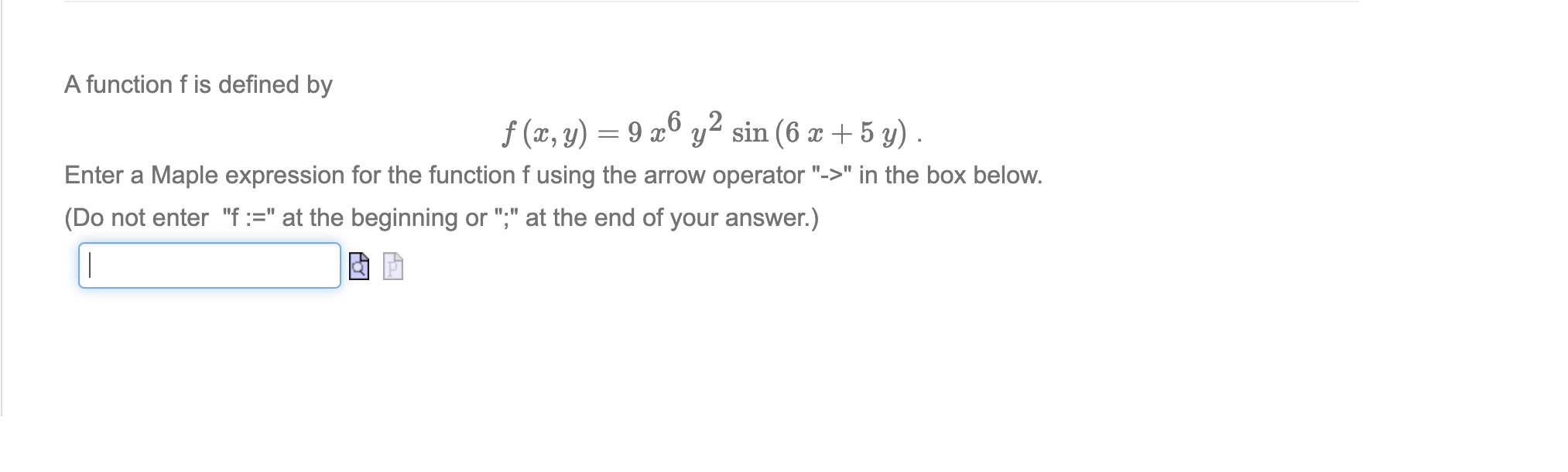 Solved A function f is defined by f(x,y)=9x6y2sin(6x+5y) | Chegg.com