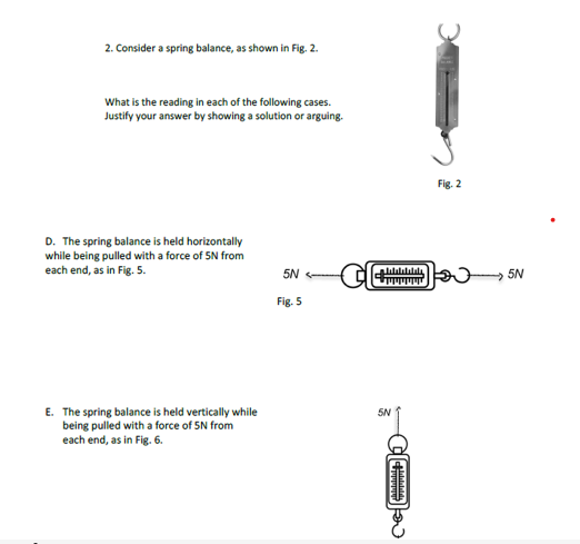 Solved 2. Consider a spring balance, as shown in Fig. 2. | Chegg.com