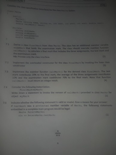 Derive a class o r class Nark Thuldhas an adent | Chegg.com