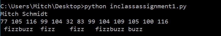 Solved Using Python "Fizzbuzz" on each of the ASCII values | Chegg.com
