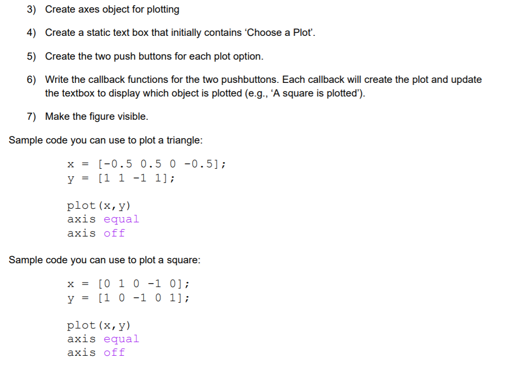 Solved Create GUI that gives the user two buttons to plot a | Chegg.com