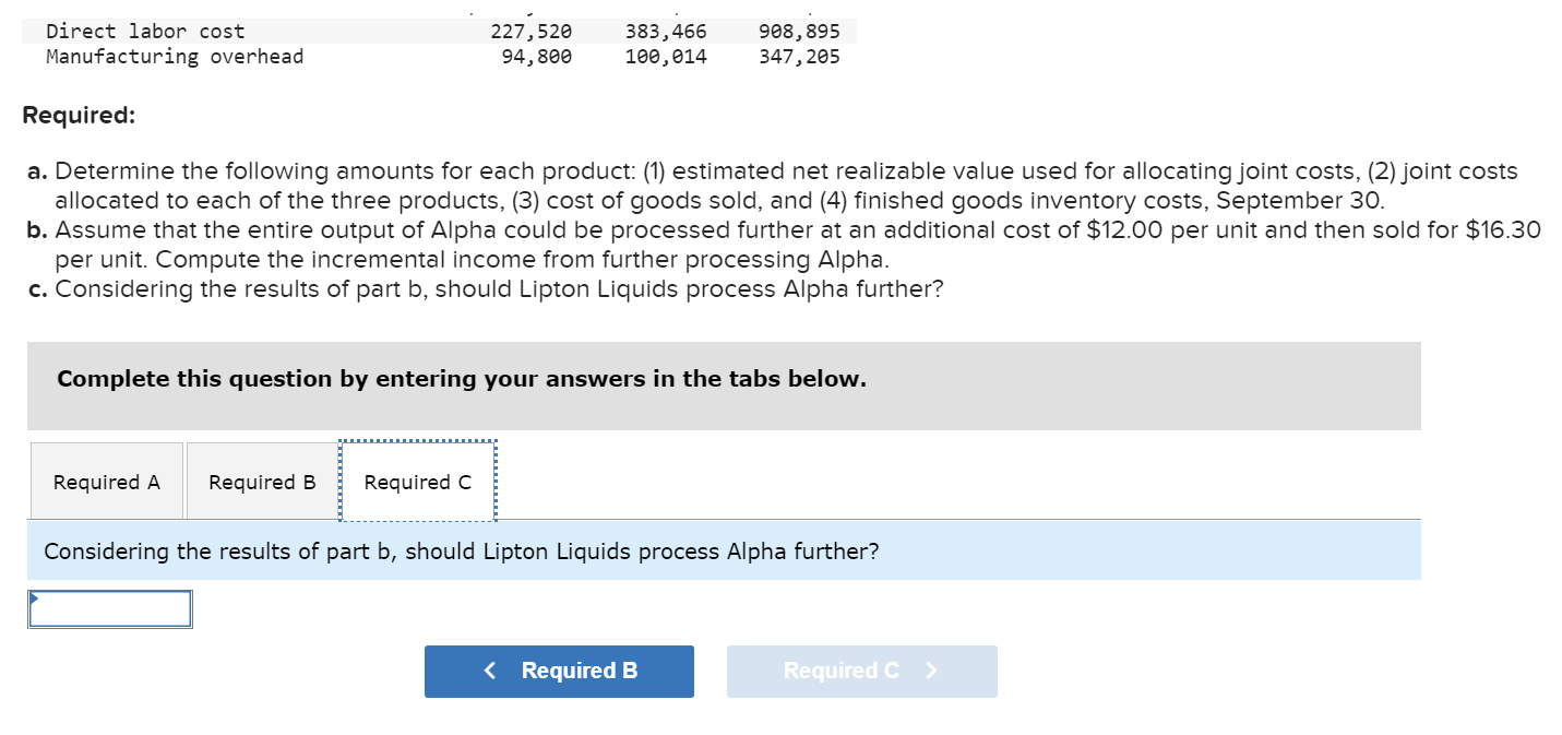 Solved Lipton Liquids produces three products by a joint | Chegg.com