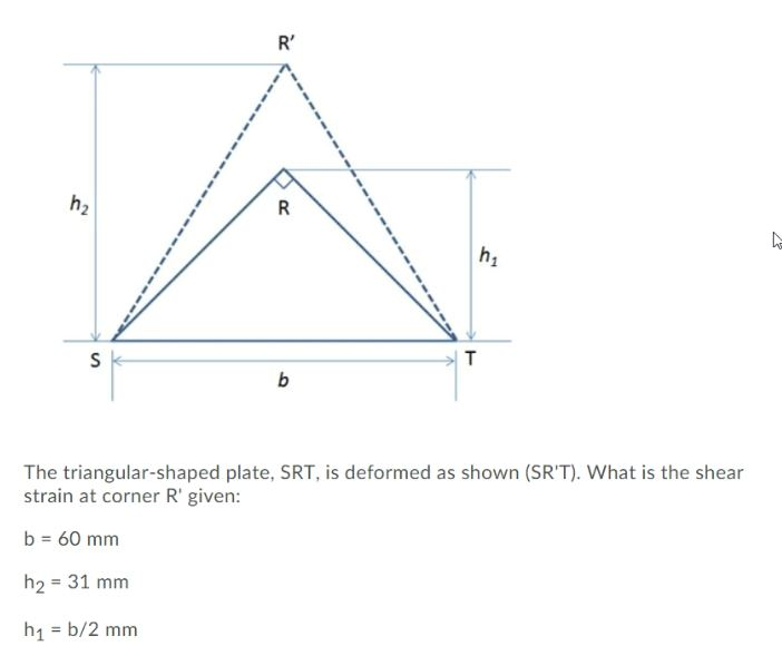 Solved SL The triangular-shaped plate, SRT, is deformed as | Chegg.com