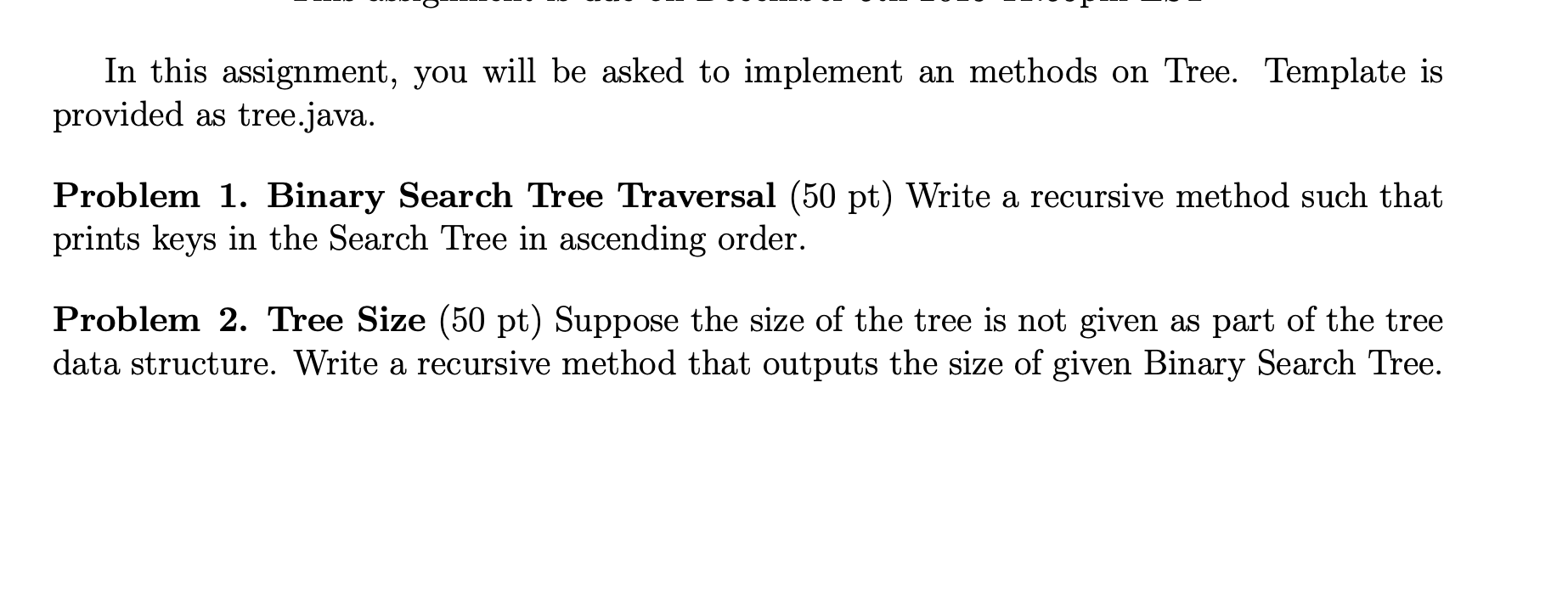 Solved public class Tree { 1/ Tree class from inclass codes | Chegg.com