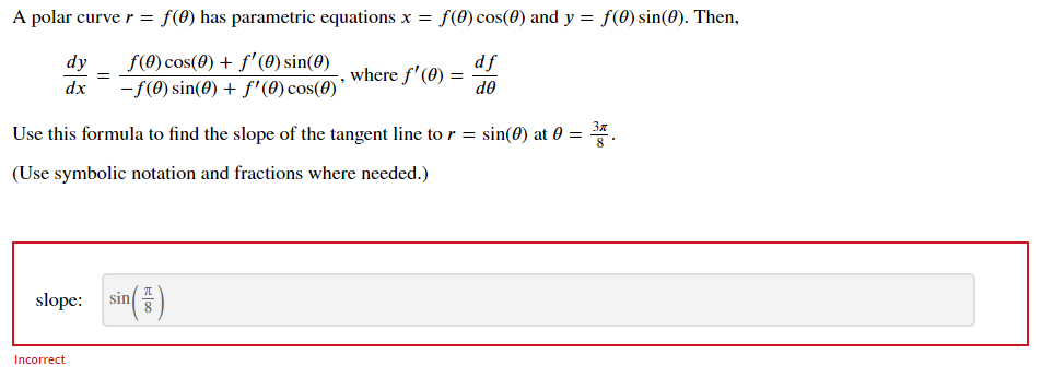 Solved A polar curve r = f(0) has parametric equations x = | Chegg.com