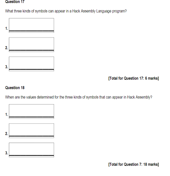 Solved Question 17 What three kinds of symbols can appear in | Chegg.com