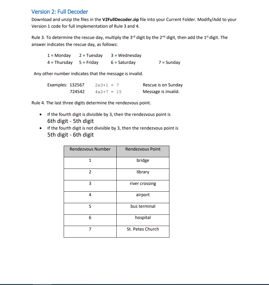 Solved Version 1: Partial Decoder Download and unzip the | Chegg.com