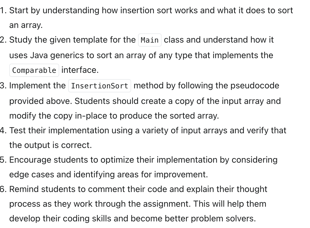 Solved 1. Start by understanding how insertion sort works | Chegg.com