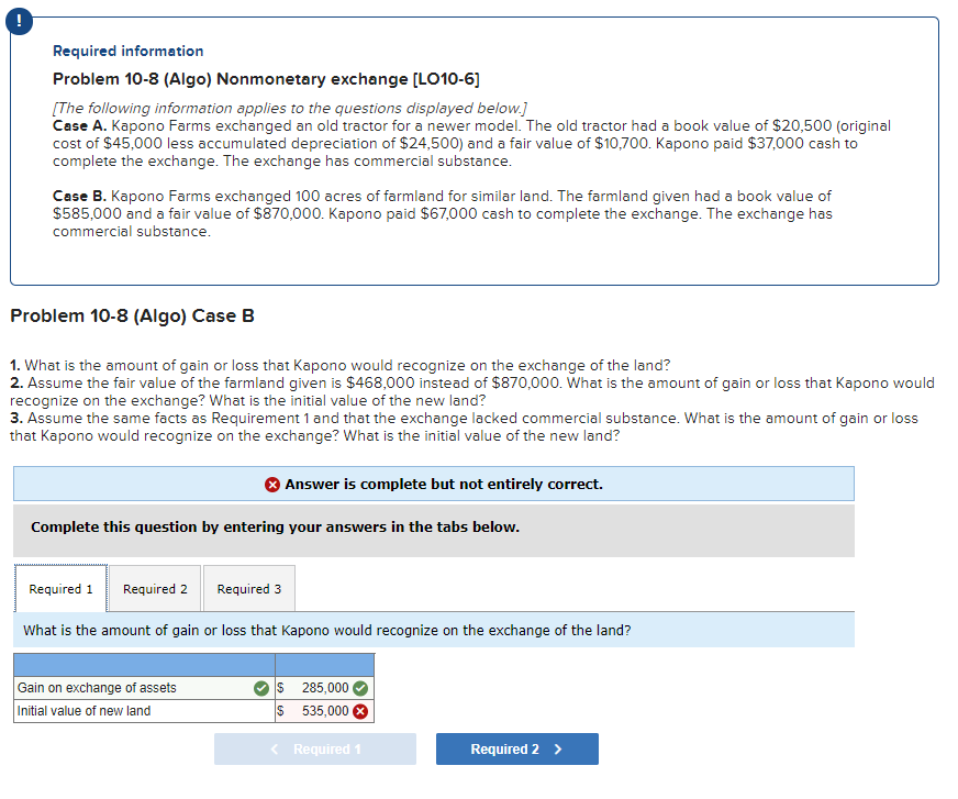 Solved Required information Problem 10-8 (Algo) Nonmonetary | Chegg.com