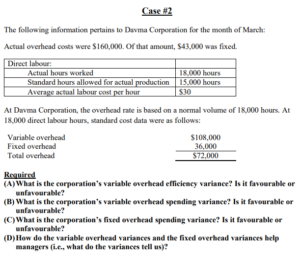 Solved Case #2 The following information pertains to Davma | Chegg.com