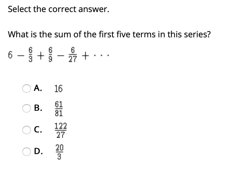 Solved Select the correct answer. What is the sum of the | Chegg.com