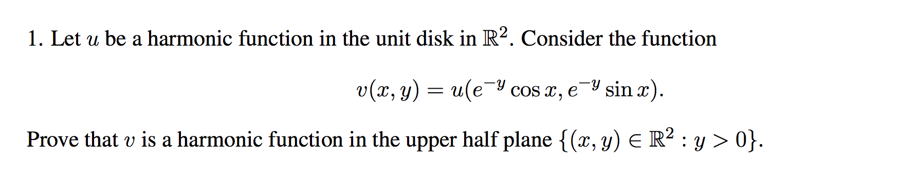 Solved 1. Let u be a harmonic function in the unit disk in | Chegg.com