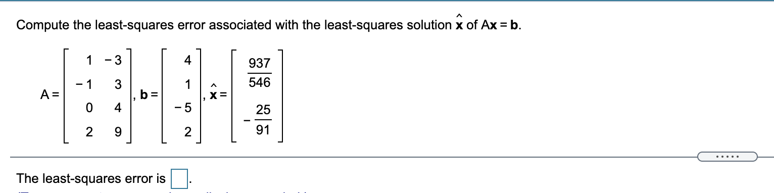 Solved Compute the least-squares error associated with the | Chegg.com