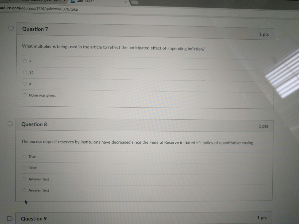 Solved ucture.com/courses/1714/quizzes/8376/take DQuestion 7 | Chegg.com