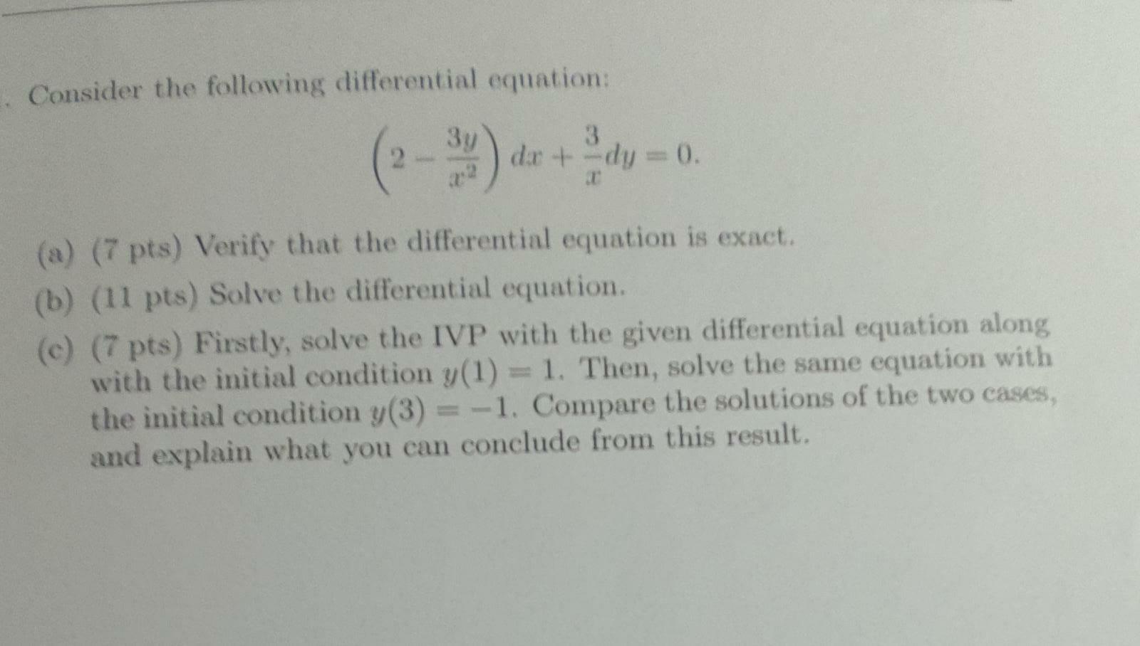 Solved Consider the following differential equation: 2 da | Chegg.com