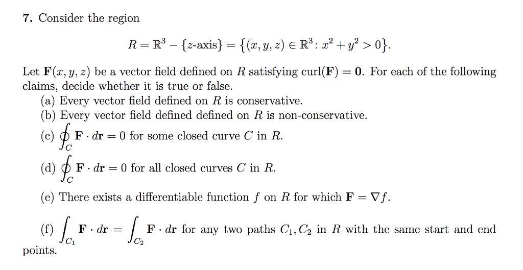 Solved 7. Consider the region Let F(x, y, z) be a vector | Chegg.com