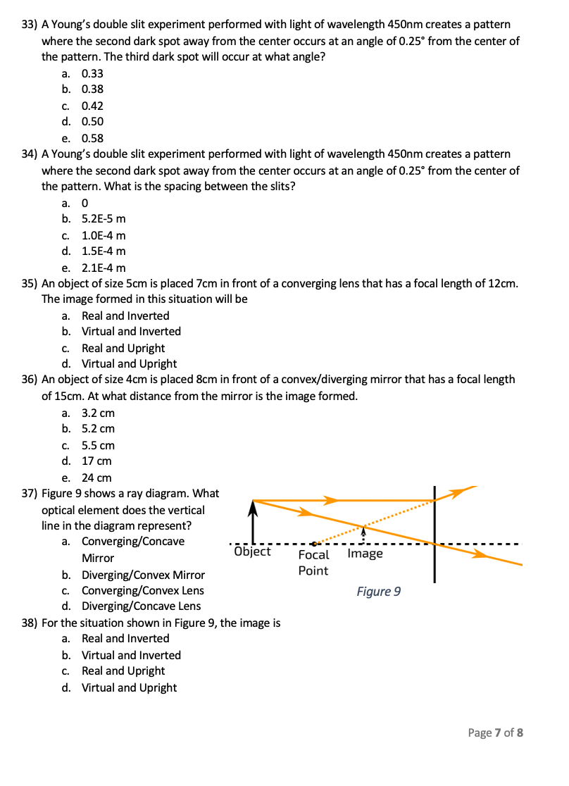 Solved 33) A Young's double slit experiment performed with | Chegg.com