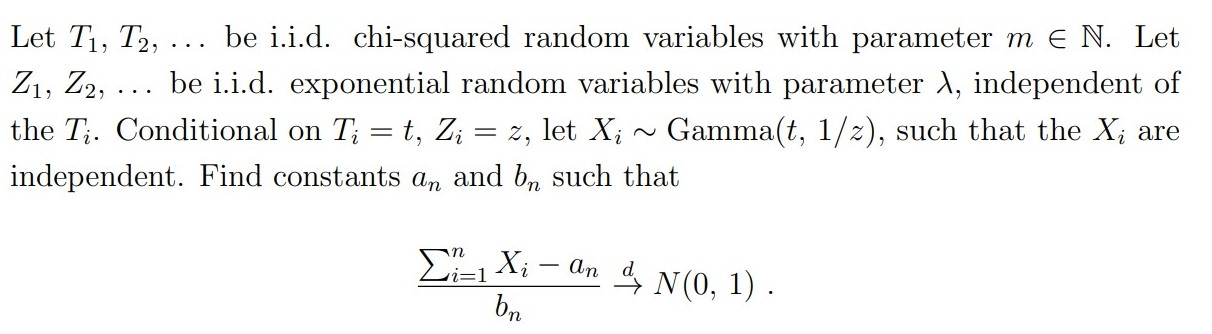 Solved Let T1, T2, be i.i.d. chi-squared random variables | Chegg.com