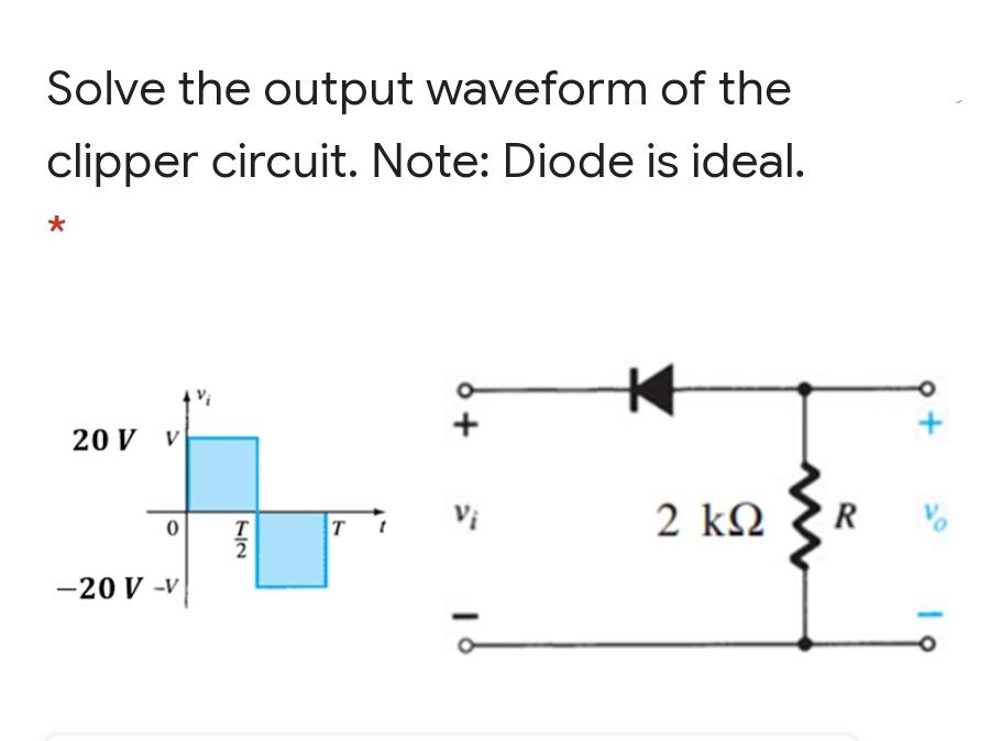 Solved Solve the output waveform of the clipper circuit. | Chegg.com