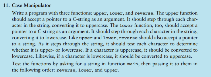 CIS-251 "C++ Programming" Program \#10 (Characters, | Chegg.com