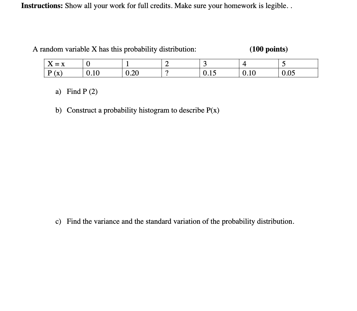Solved Instructions: Show all your work for full credits. | Chegg.com