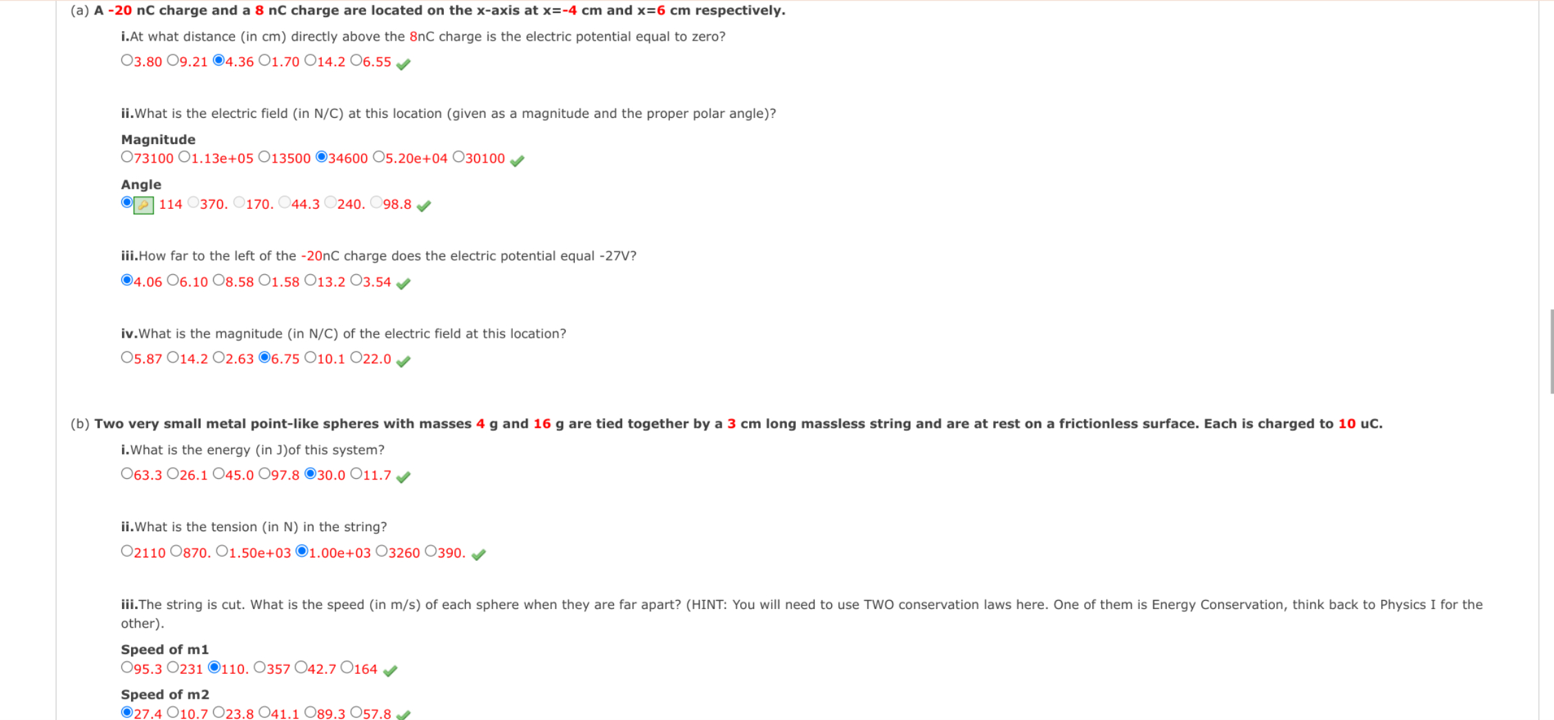Solved (a) ﻿A - 20 ﻿nC charge and a 8 ﻿nC charge are located | Chegg.com