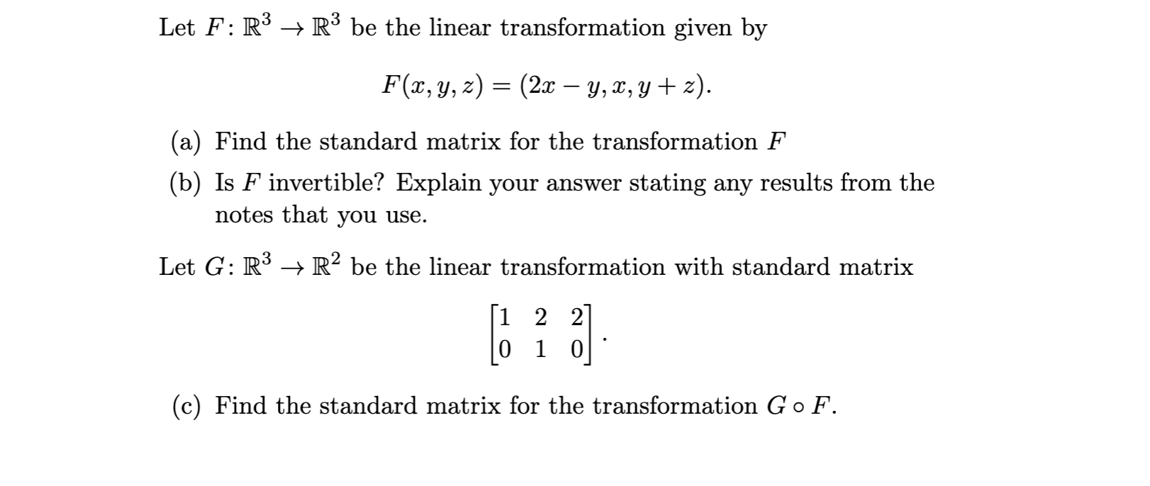 Solved Let F:R3→R3 be the linear transformation given by | Chegg.com
