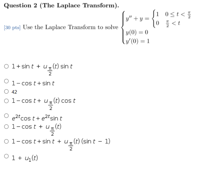 Solved Question 1 (The Inverse Laplace Transform). (30 pts) | Chegg.com