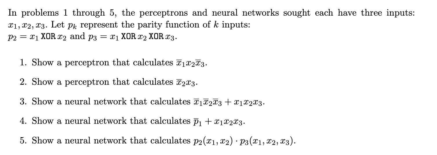 Solved In problems 1 through 5 , the perceptrons and neural | Chegg.com