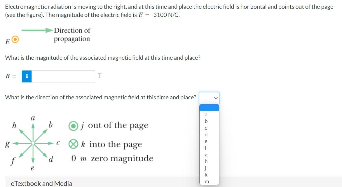 Solved Electromagnetic radiation is moving to the right, and | Chegg.com