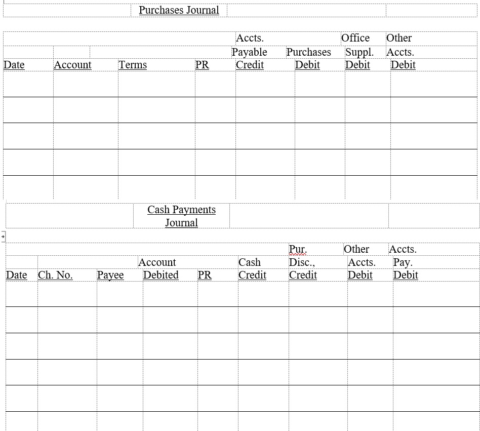 +3Purchases Journal | Chegg.com