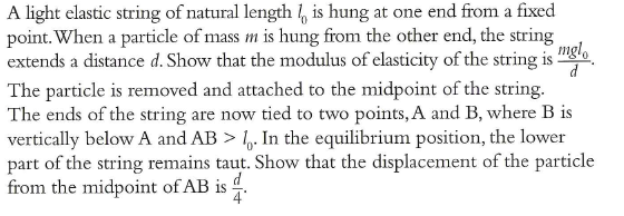 Solved A light elastic string of natural length l0 is hung | Chegg.com