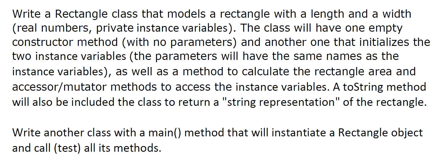 Solved Write a Rectangle class that models a rectangle with | Chegg.com