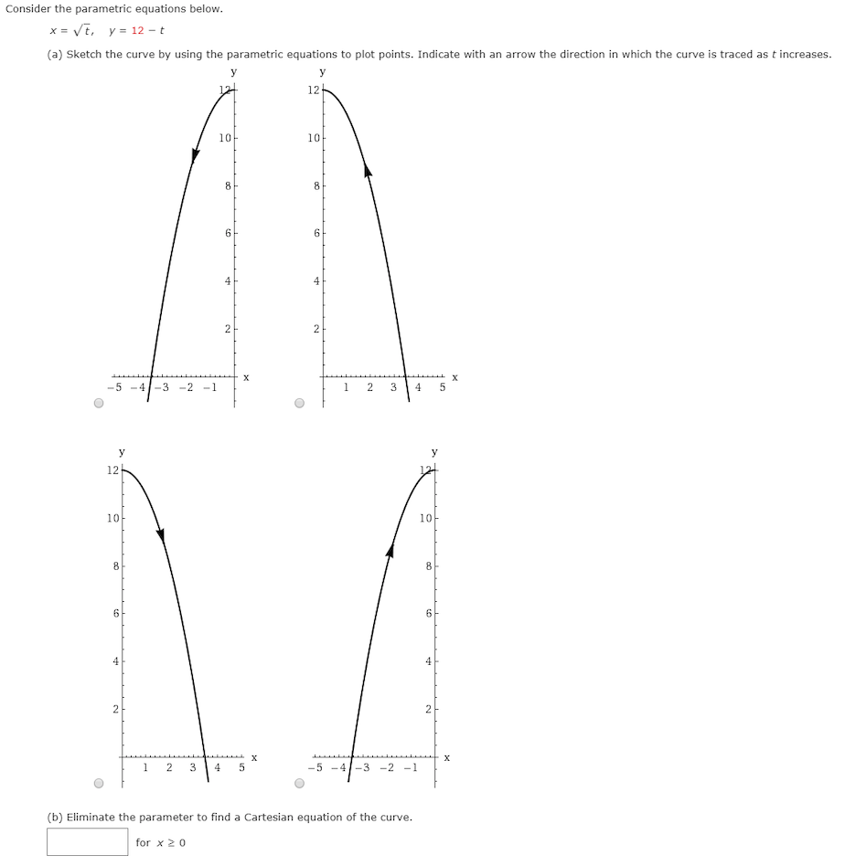 Solved Consider the parametric equations below. x= vt, y = | Chegg.com