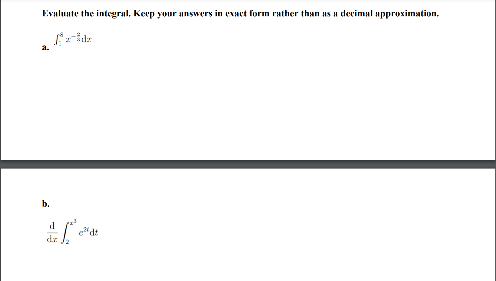 Solved Evaluate the integral. Keep your answers in exact | Chegg.com